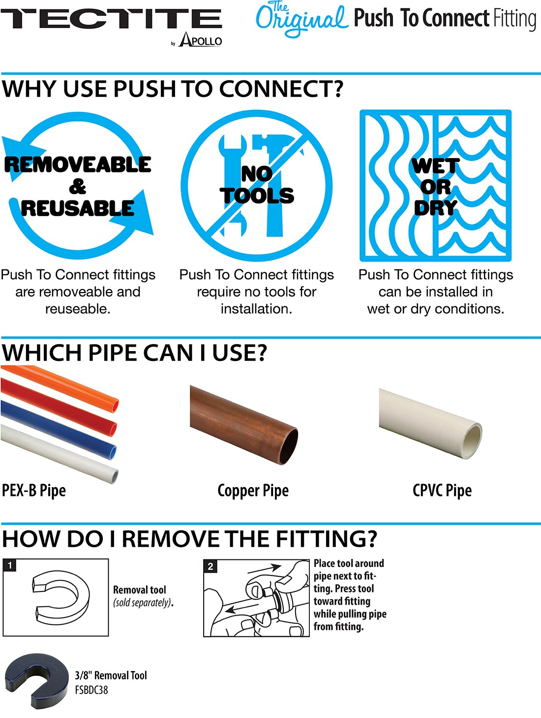 Tectite 3/8 in. Brass Push-To-Connect 90-Degree Elbow Fitting FSBE38 - The Home Depot